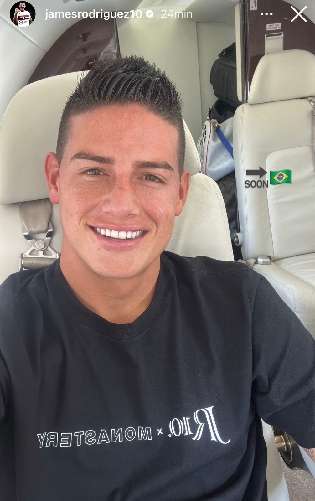 Novo reforço do São Paulo, James Rodríguez posta foto em avião e agita ...